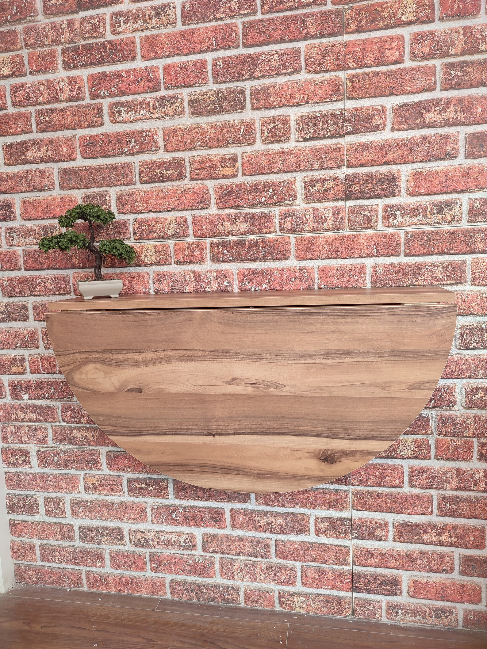 Round Wall Mounted Folding Table With Shelves, Space Saving Table ...