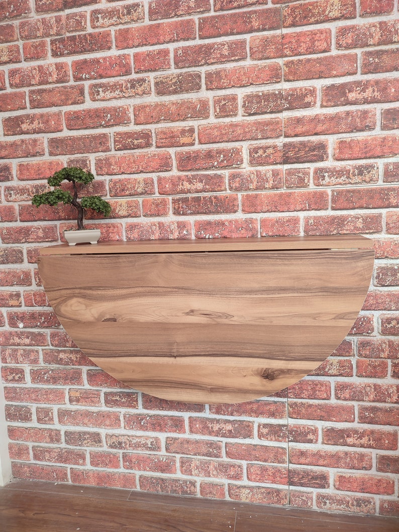 Round Wall Mounted Folding Table With Shelves, Space Saving Table ...