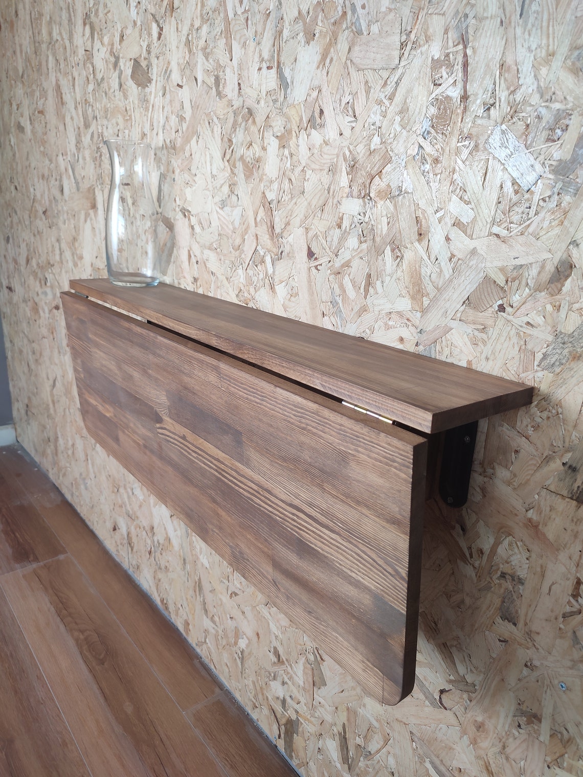 Natural Solid Wood Murphy Desk, Wall Mounted Folding Table With Shelves,space Saving Table ...