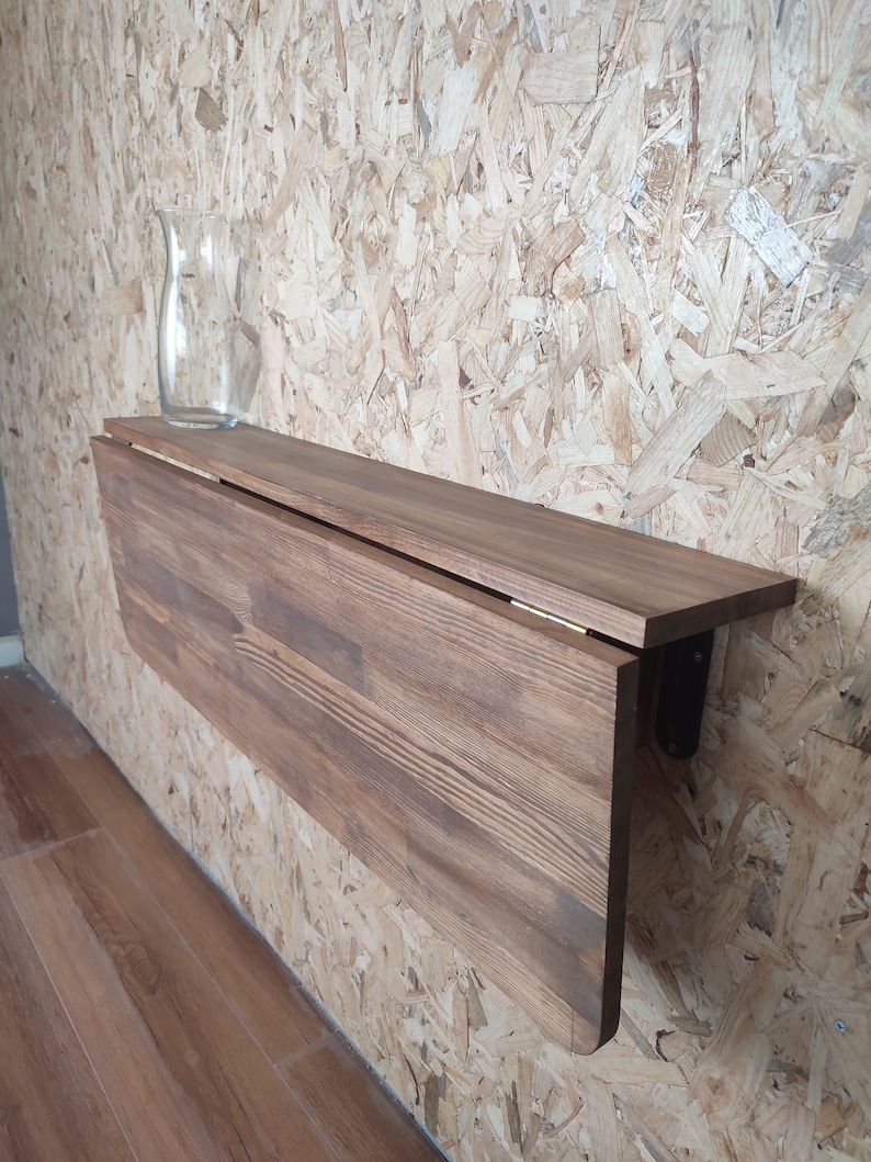 Natural Solid Wood Murphy Desk, Wall Mounted Folding Table With Shelves ...