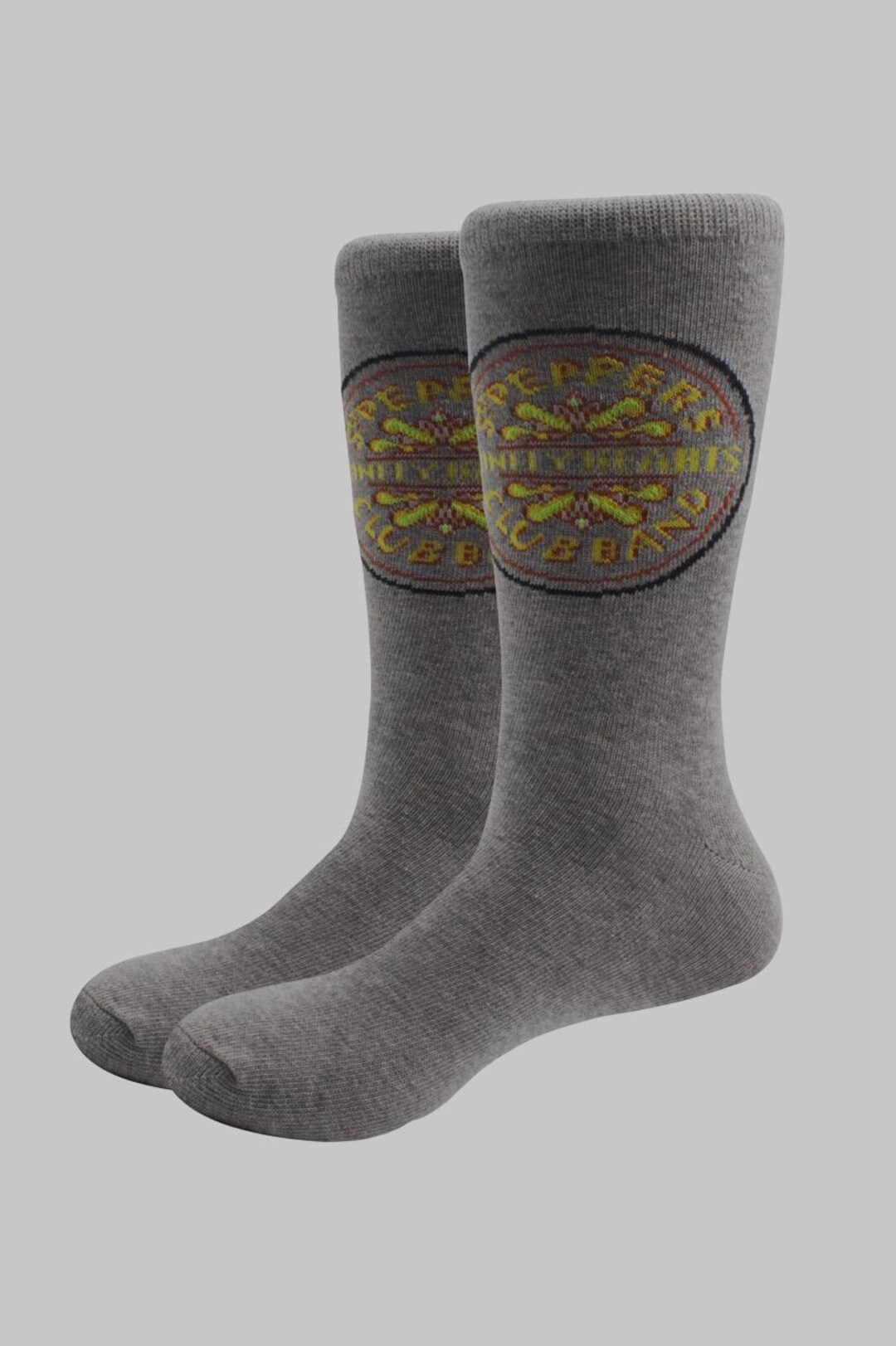 The Beatles Sgt Pepper Drum Logo Official Womens New Grey Socks UK Size ...