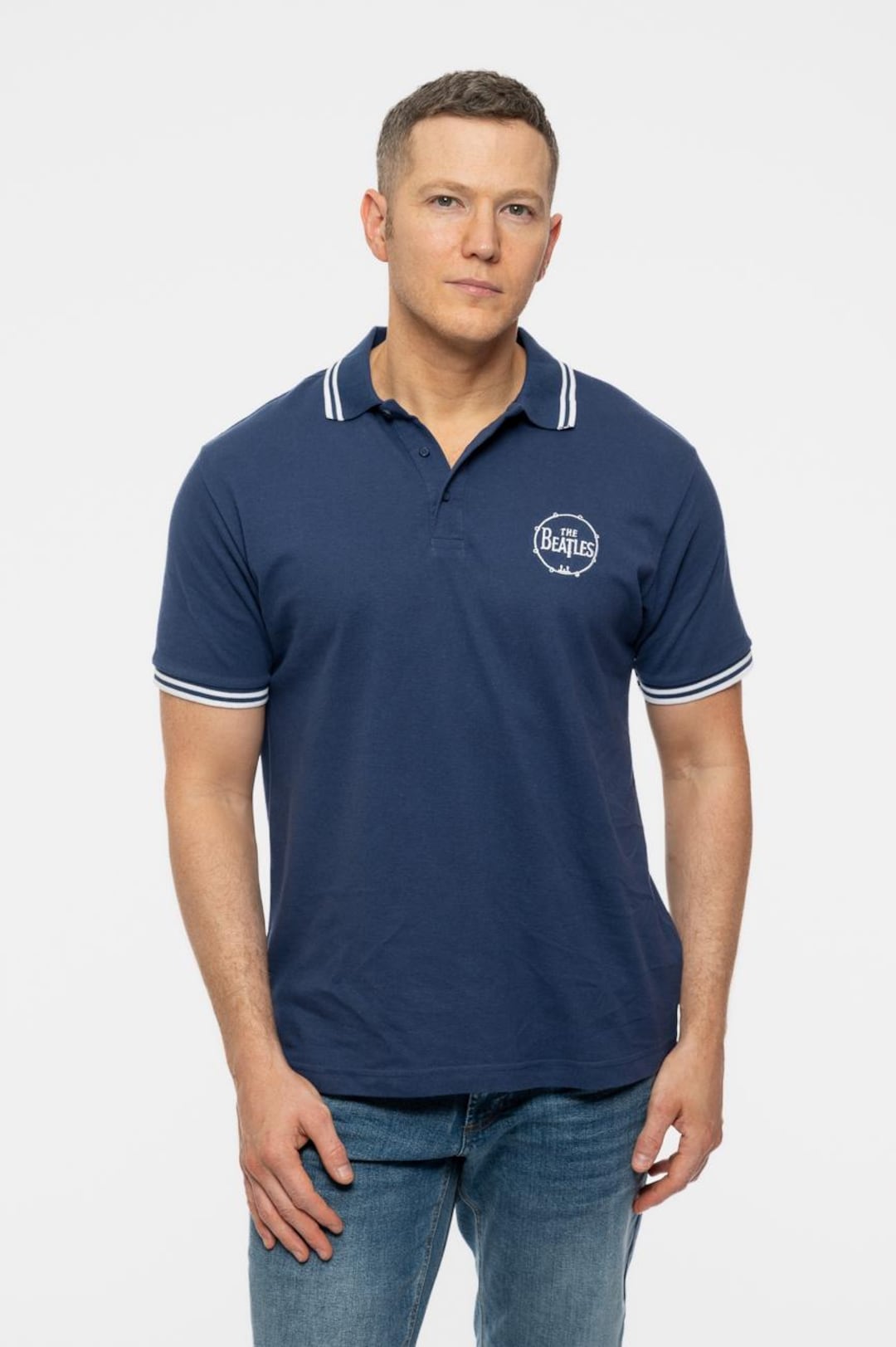 The Beatles Polo Shirt Drum Band Logo New Official Mens Navy Blue - Etsy