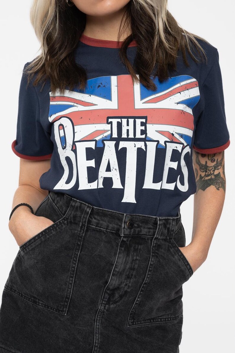The Beatles Drop T Logo & Vintage Flag Ringer T Shirt - Etsy
