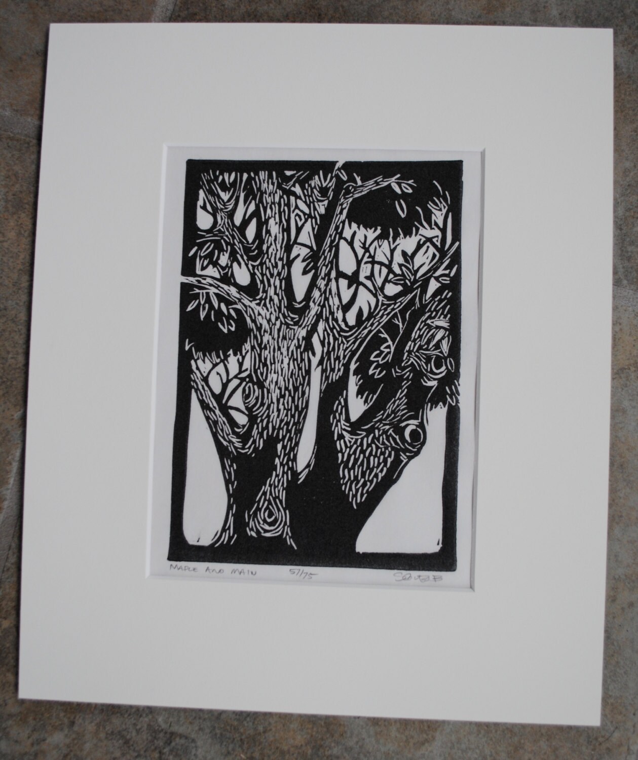 Tree Relief Print Matted and Ready to Frame - Etsy