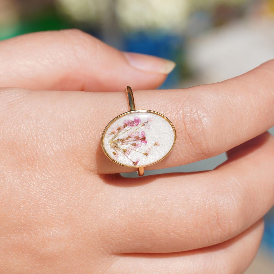 Handmade Dried Flower Ring,pressed Flower Ring,botanical Jewelry,dried ...