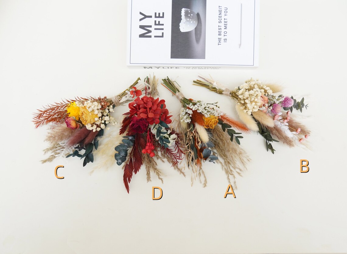 Rose Mini Dried Flower Bouquet, Bohemian Wedding Center Decoration ...