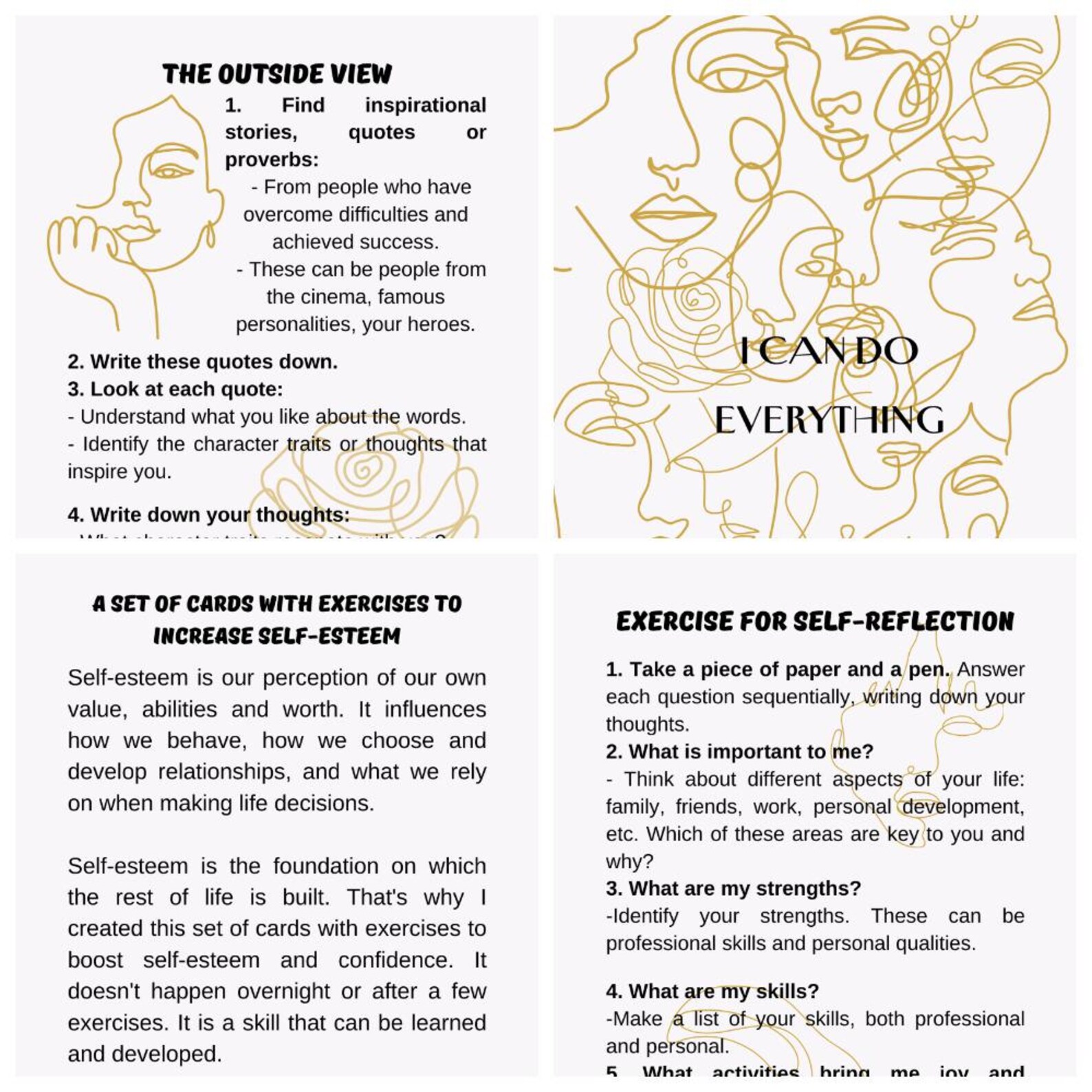 Self-esteem Cards With Exercises to Boost Self-esteem, a Set of "i Can ...