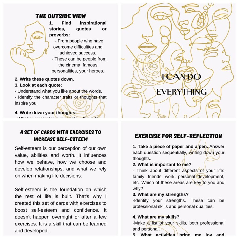 Self-esteem Cards With Exercises to Boost Self-esteem, a Set of "i Can ...