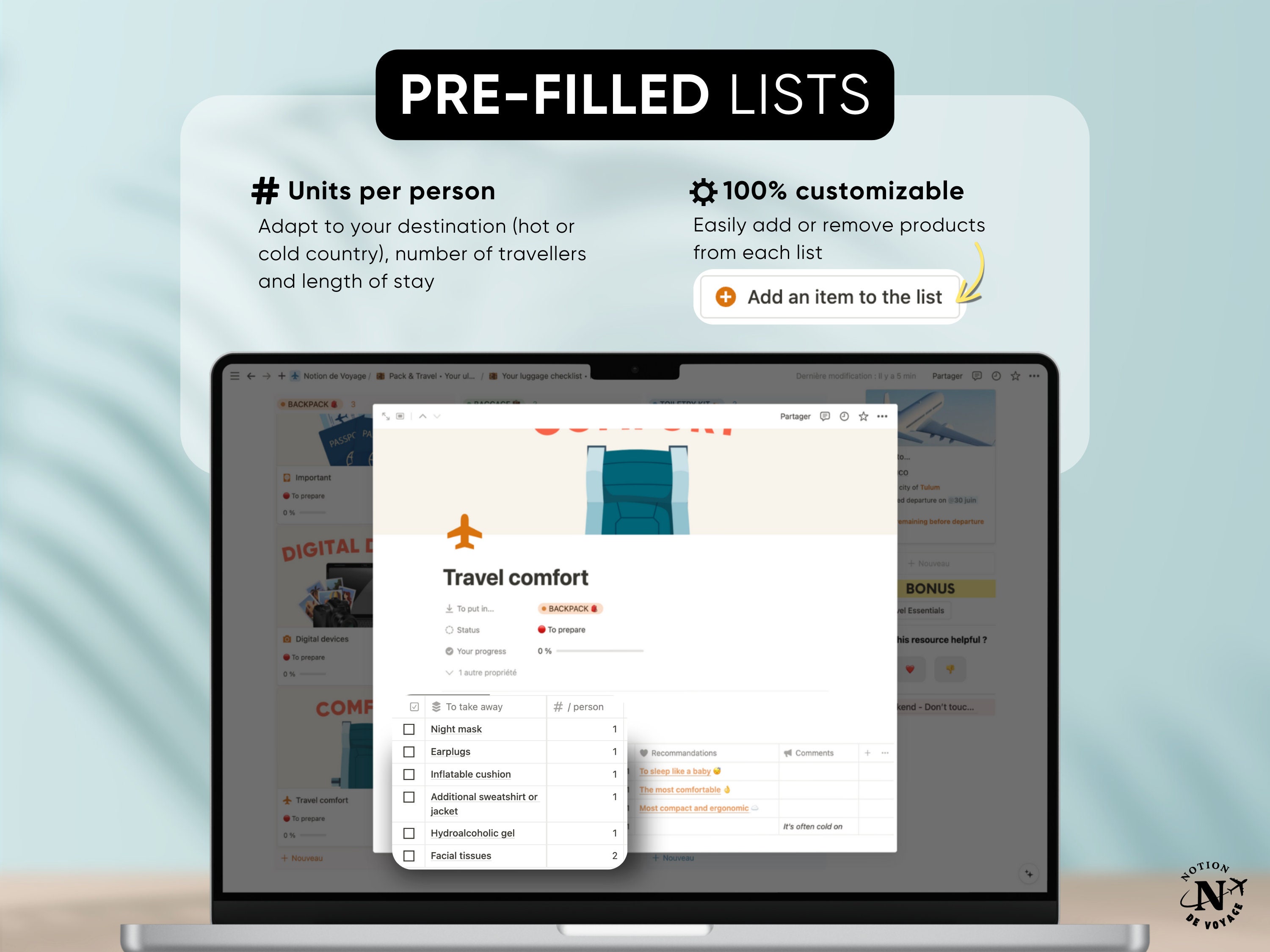 Pack & Travel : Notion Template for Packing List | Travel Checklist ...