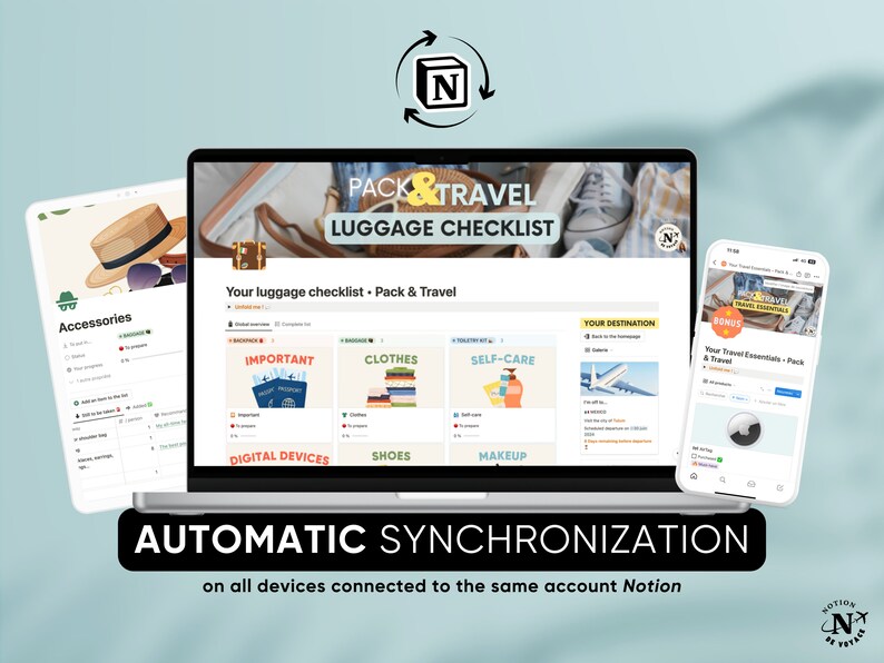 Pack & Travel : Notion Template for Packing List | Travel Checklist ...