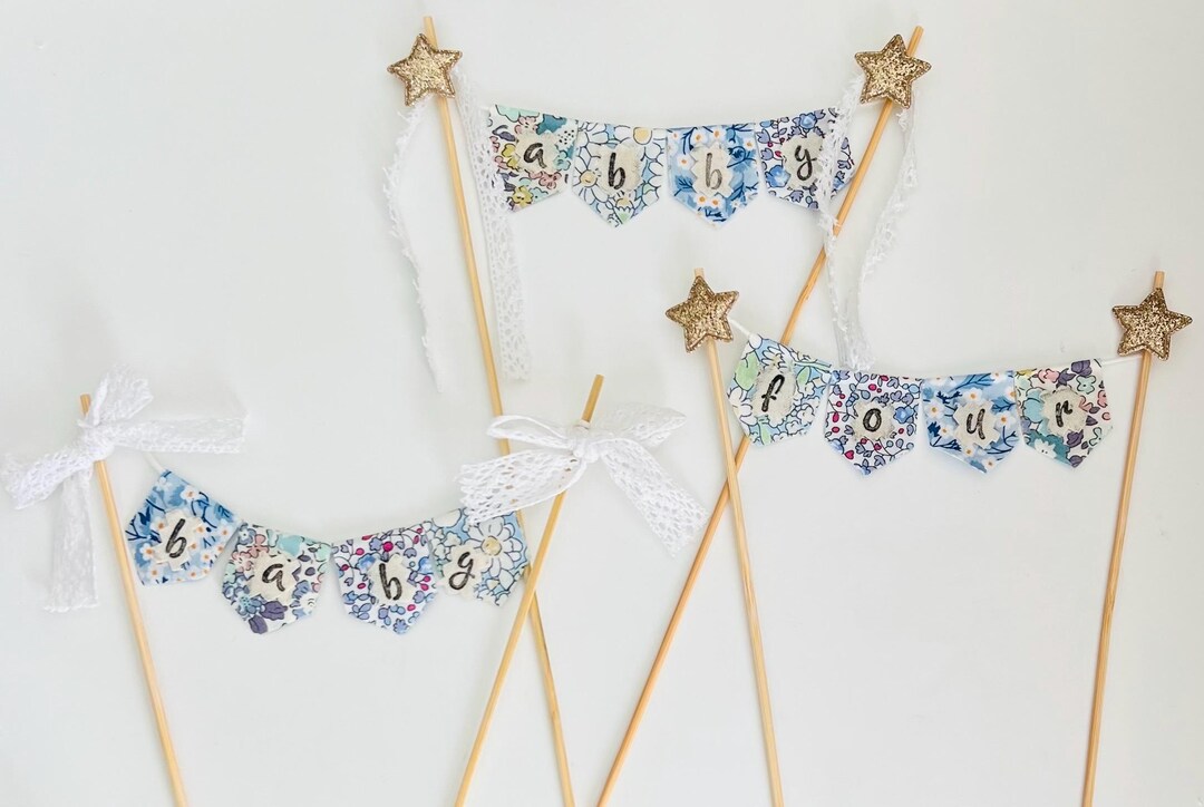 Personalized Floral Cake Topper: Liberty of London Fabric Bunting - Etsy