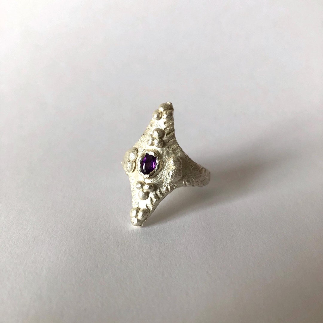 Silver Pictish Ring With Amethyst - Etsy