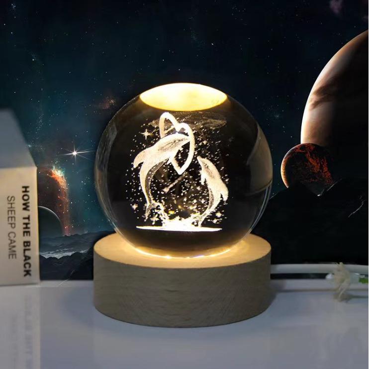 3D Printed Crystal Globe Lamp LED Illuminated World Map Night Light ...