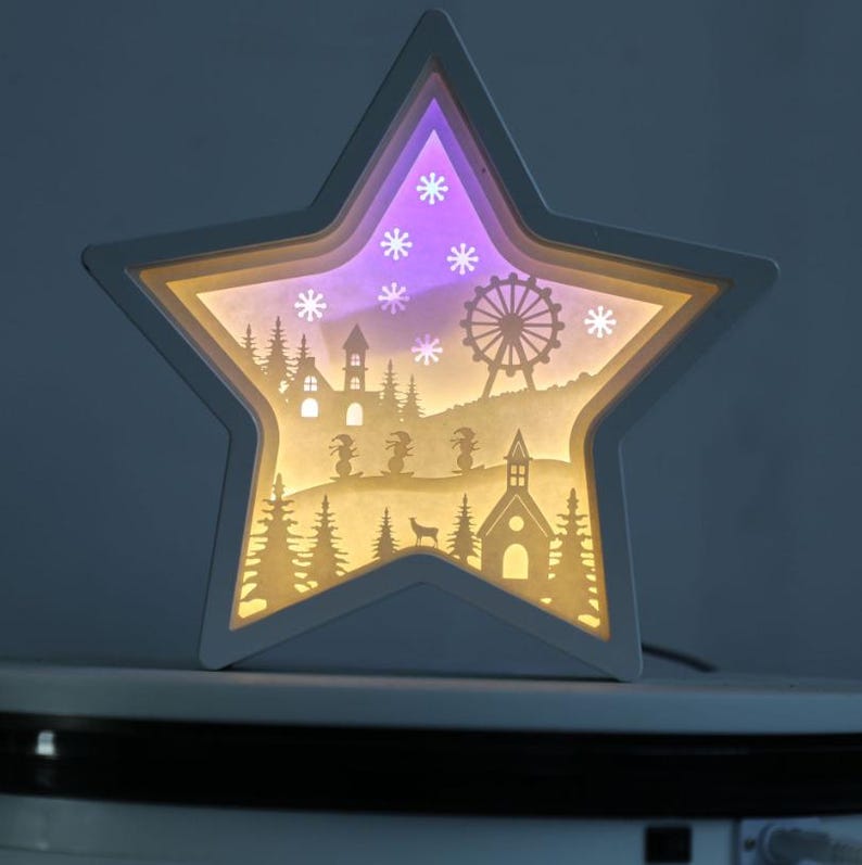3D Printed Star Lamp LED Fairy Tale Village Star Light Decoration ...