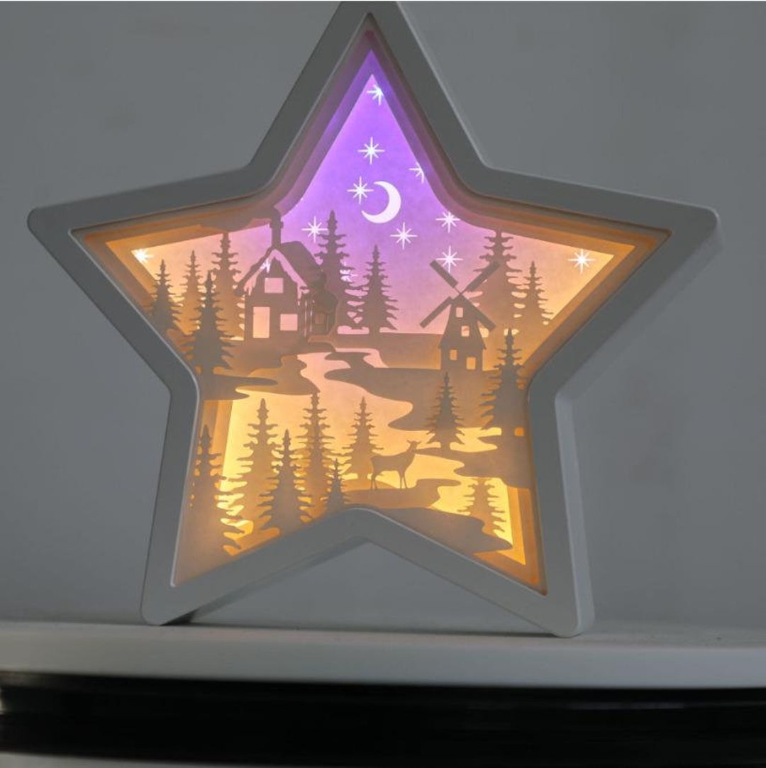 3D Printed Star Lamp LED Fairy Tale Village Star Light Decoration ...