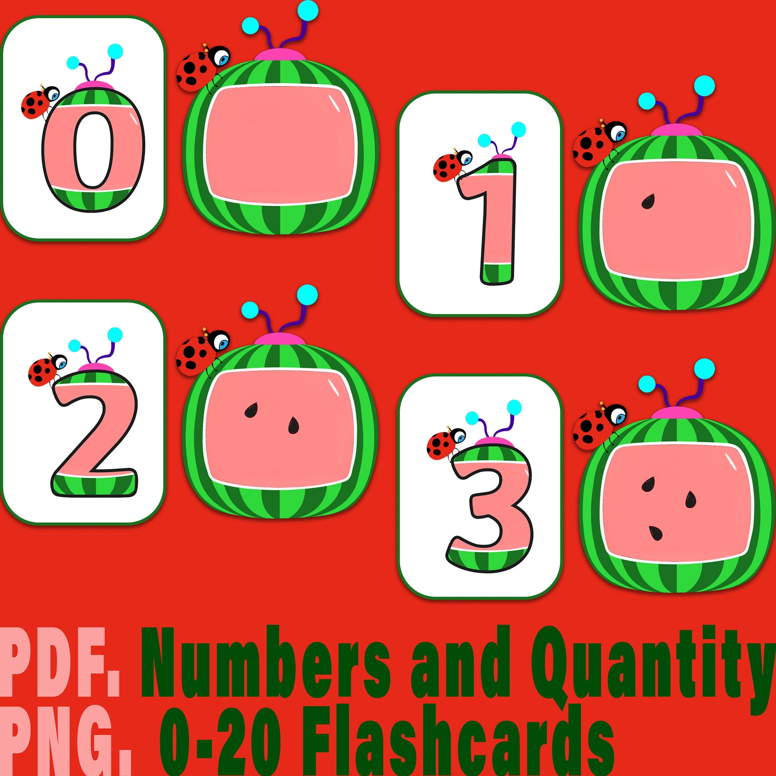 Watermelon Numbers and Seeds Counting 0-20. Number and Quantity ...