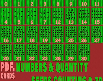 Watermelon Numbers and Seeds Counting 0-20. Number and Quantity ...