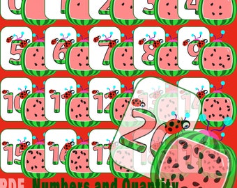 Watermelon Numbers and Seeds Counting 0-20. Number and Quantity ...