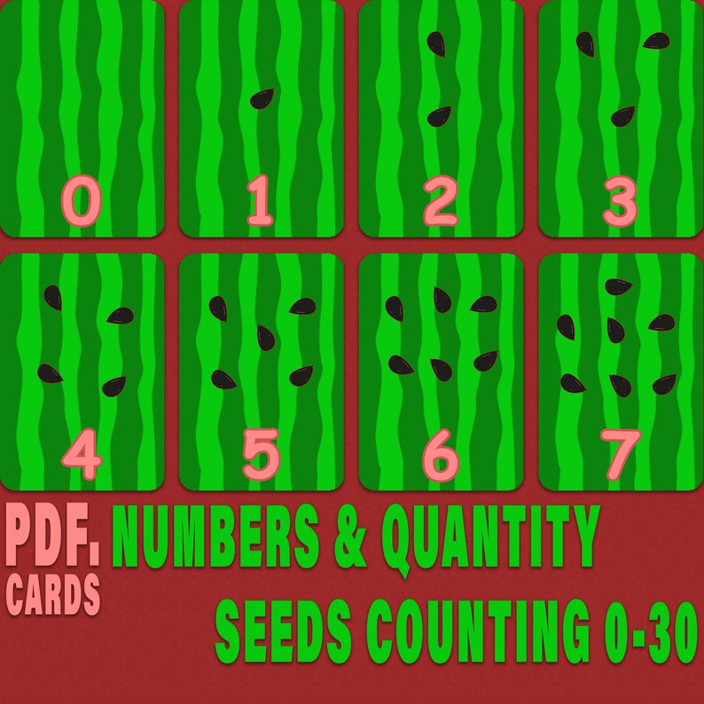 Watermelon Seeds Counting 0-30 Cards. - Etsy