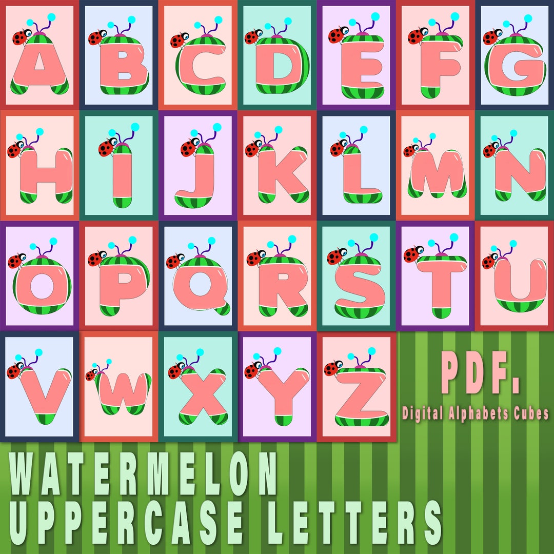 Coco Uppercase Melon A-Z Letters. Alphabets Cubes' Colors Flashcards ...