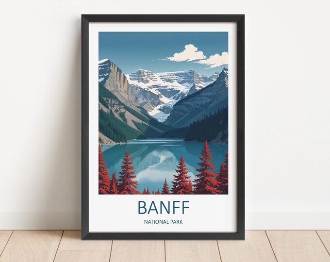 Printable Banff National Park Poster, Lake Moraine Travel Poster, Banff Canada Wall Art, Home ...