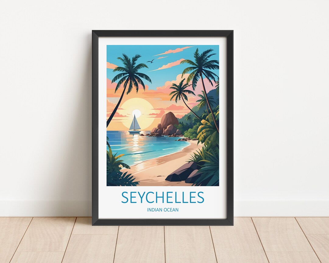 Seychelles Print, Seychelles Poster, Seychelles Travel Poster, Indian ...