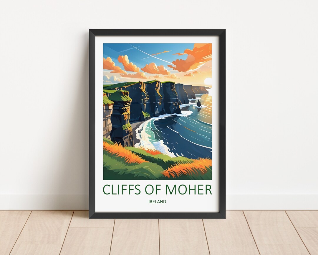 Cliffs Moher Print, Cliffs of Moher Travel Poster, Ireland Print ...