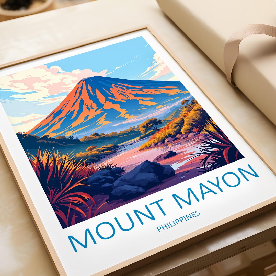 Philippines Travel Poster: Mount Mayon Art Print - Etsy