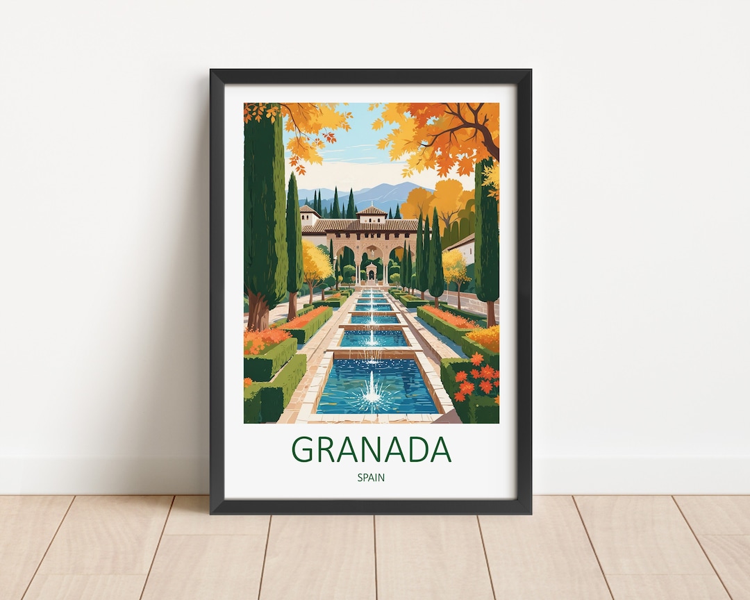 Granada Travel Print - Wall Art Granada Alhambra Spanish Print Birthday ...