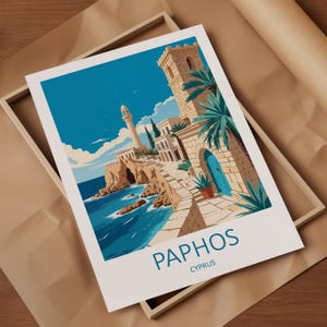 Paphos Cyprus Travel Poster: Mediterranean Home Decor Art Print - Etsy