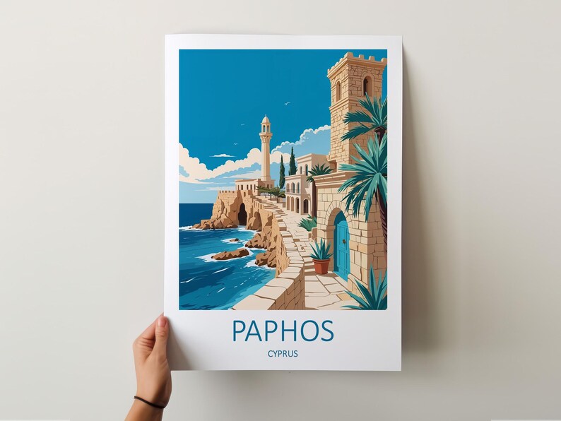 Paphos Cyprus Travel Poster: Mediterranean Home Decor Art Print - Etsy