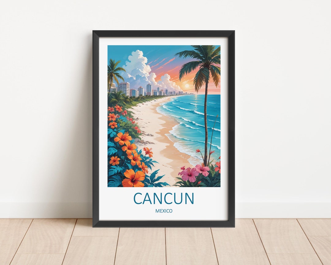 Cancun Print, Cancun Mexico, Cancun Travel Poster, Mexico Wall Art ...