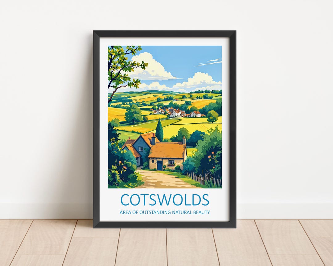Cotswolds Travel Print, Cotswolds Art, Cotswolds Gift, Landscape Wall ...