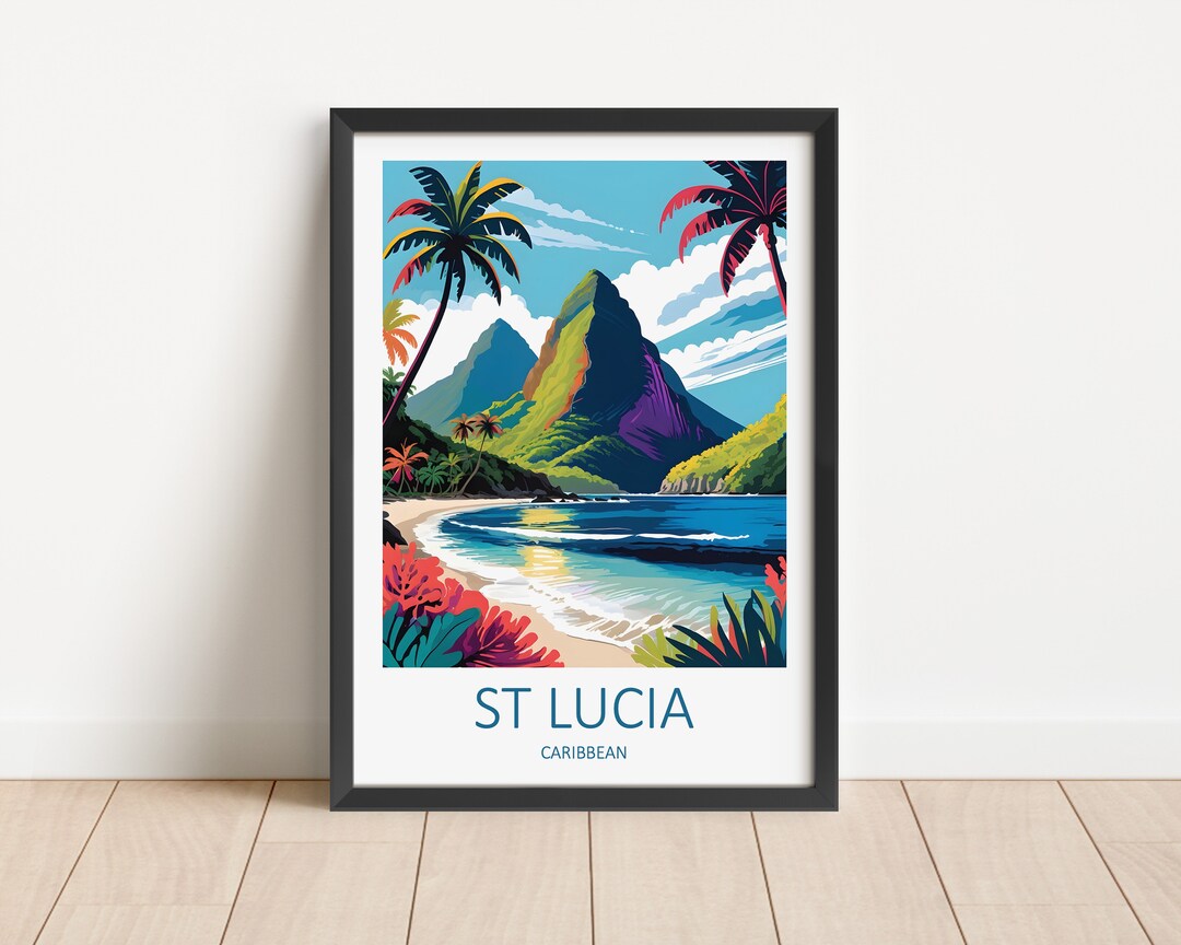 St Lucia Print, St Lucia Poster, Caribbean Art, St Lucia Travel Print ...