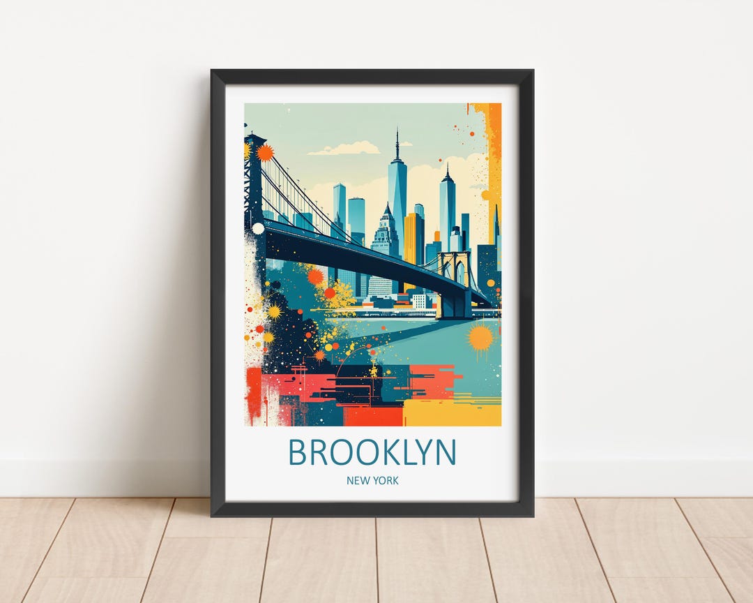 Brooklyn Print, Brooklyn Bridge Poster, New York Travel Print, Brooklyn ...