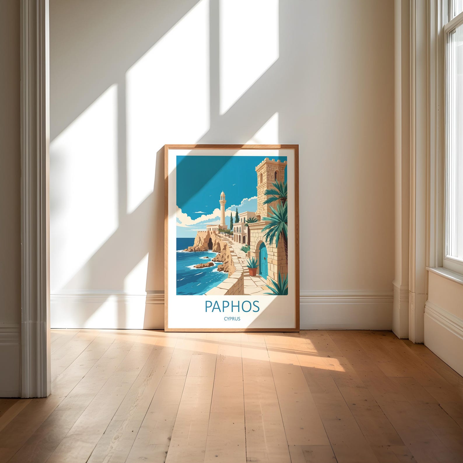Paphos Cyprus Travel Poster: Mediterranean Home Decor Art Print - Etsy