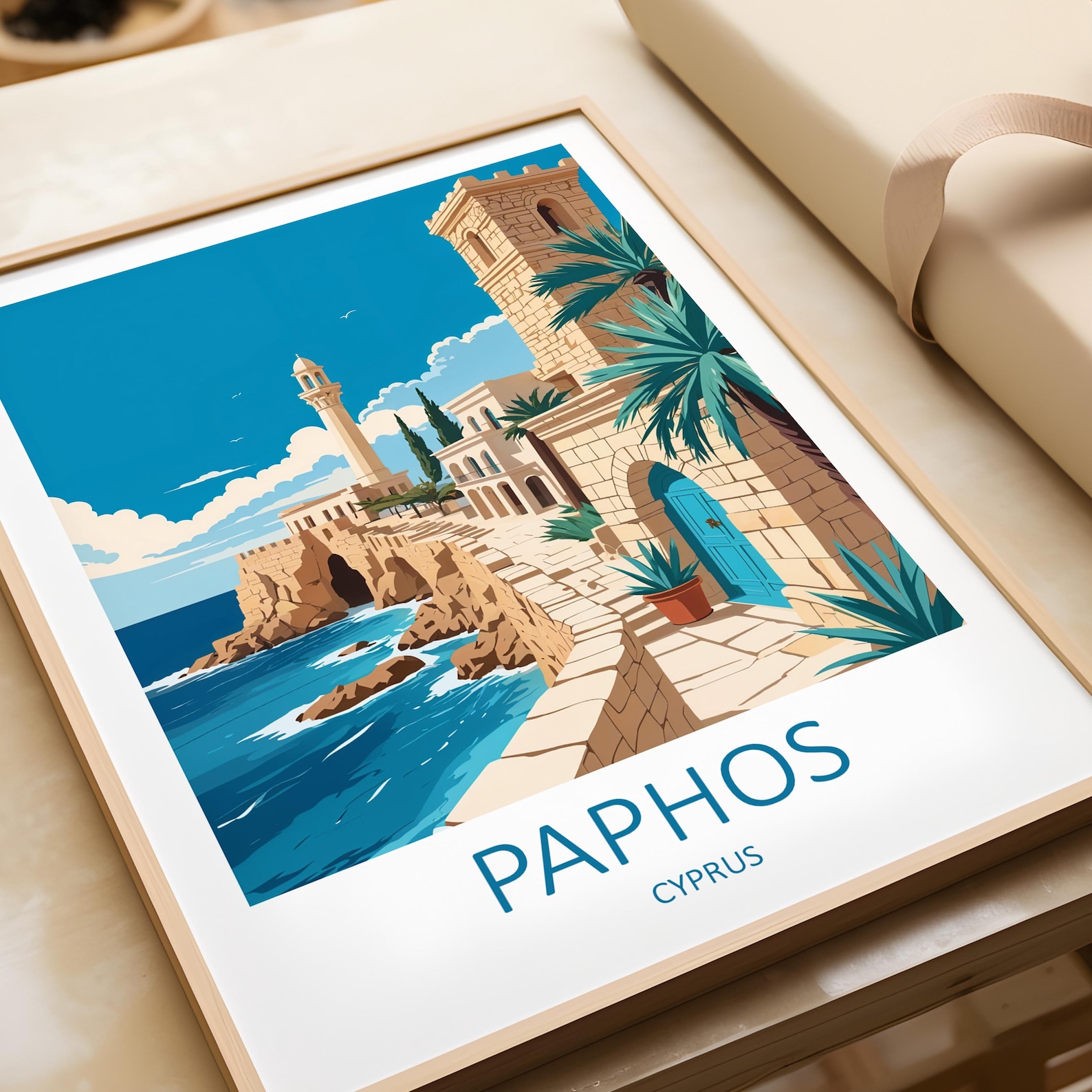 Paphos Cyprus Travel Poster: Mediterranean Home Decor Art Print - Etsy