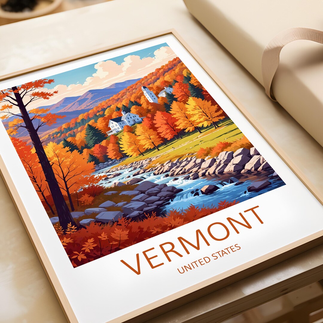 Vermont Fall Foliage Print, USA Travel Poster - Etsy