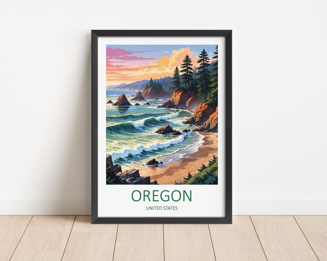 Oregon Coast Print, Oregon Poster, Oregon Print, Travel Gift, United ...