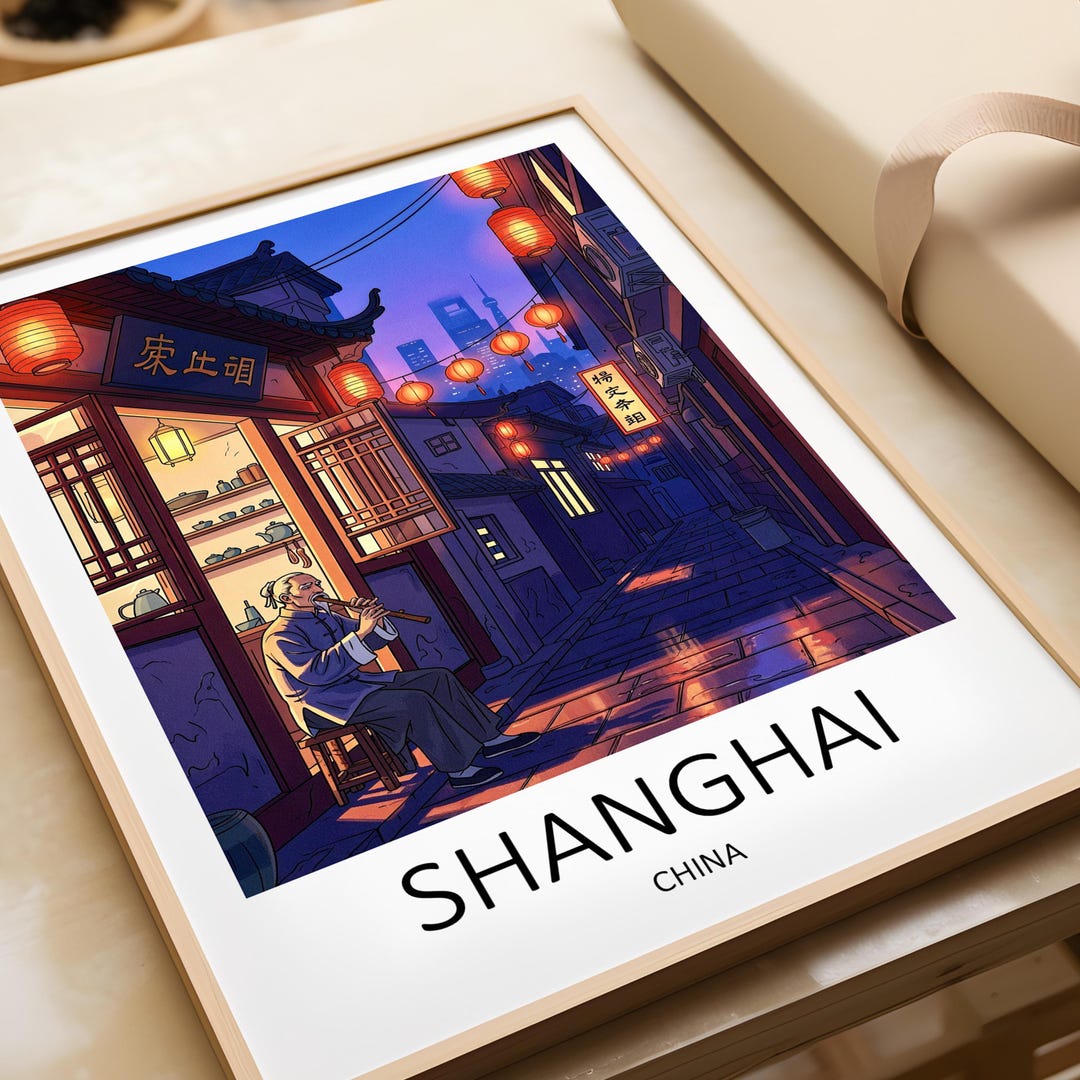 Shanghai Print - Retro Style Travel Poster - Etsy