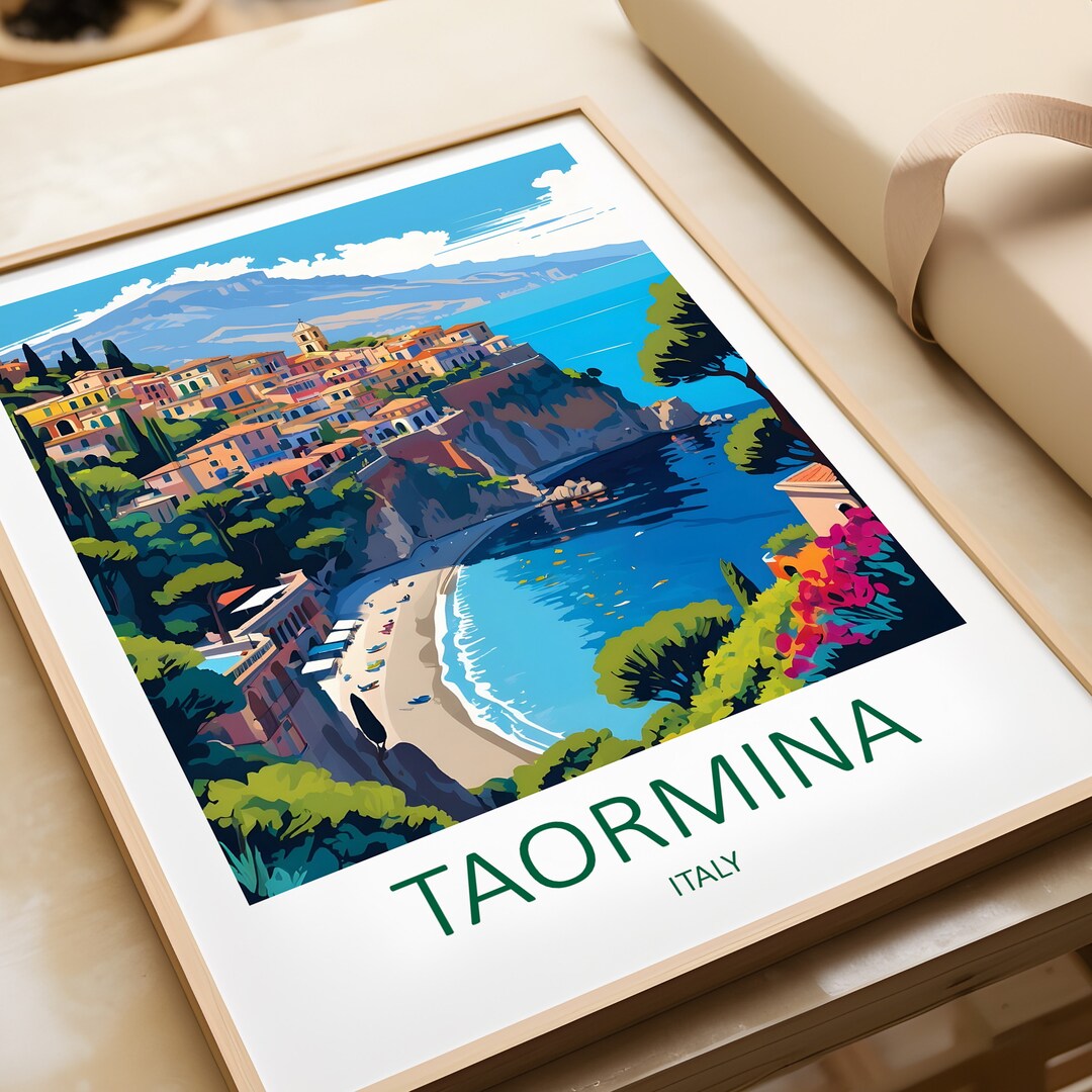 Taormina Italy Travel Print: Sicily Wall Art Poster - Etsy