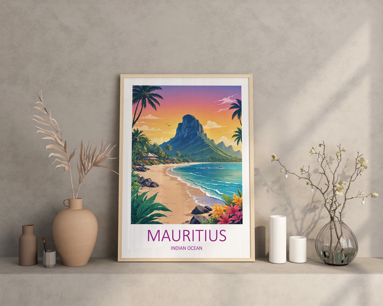 Mauritius Travel Poster, Africa Wall Art, Indian Ocean Print - Etsy