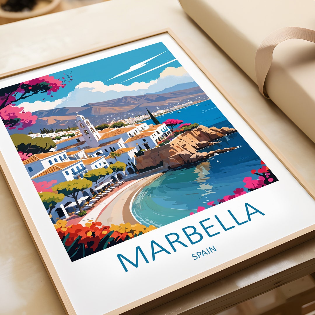 Marbella Travel Print - Marbella Wall Art Spain Wedding Anniversary ...