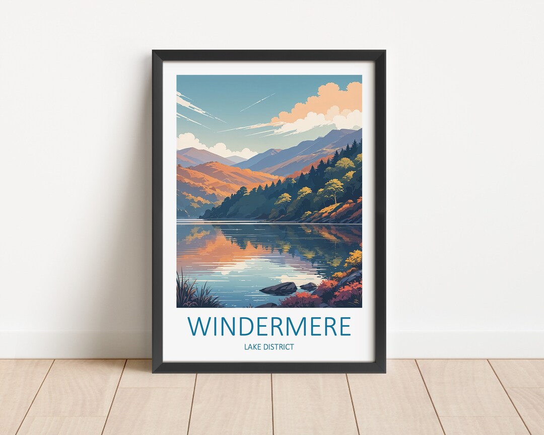 Windermere Print, Lake District Print, Windermere Travel Poster, Lake ...