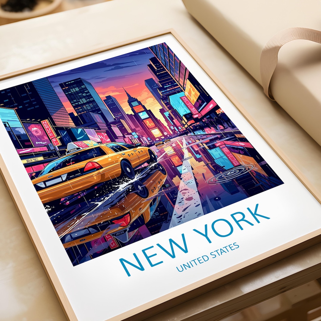 Times Square NYC Print: New York Travel Poster - Etsy