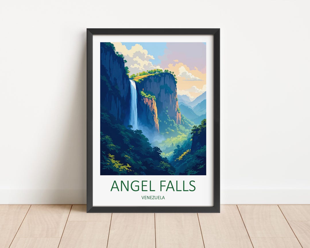 Angel Falls Print, Venezuela Wall Art, Wedding Gift, Travel Poster ...