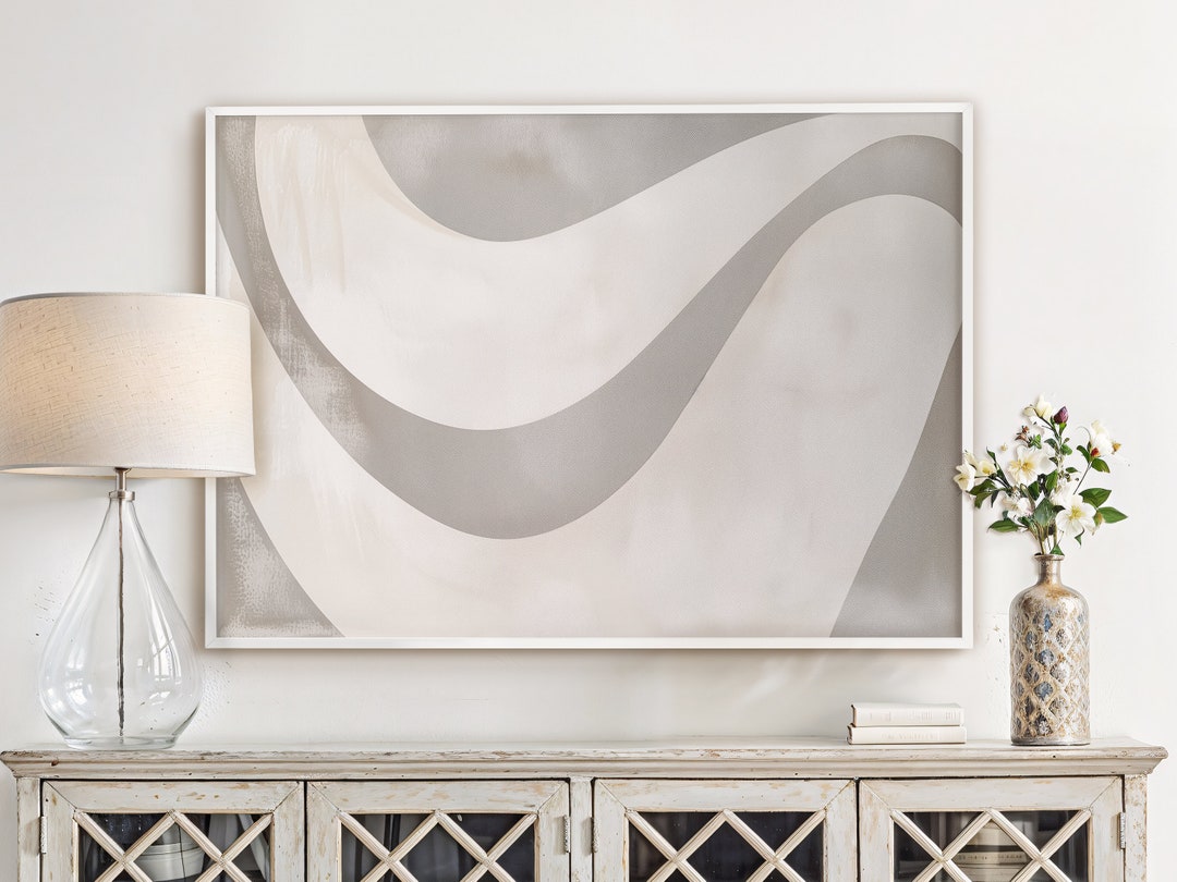 Abstract Geometric Print: Grey Neutral Wall Art, Modern Minimalist ...