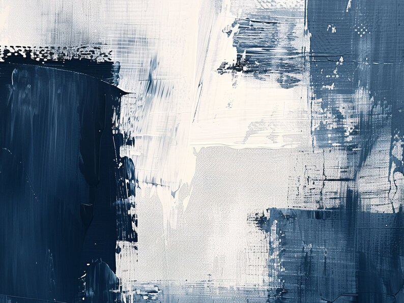 Navy Blue Abstract Art Print: Modern Wall Decor - Etsy