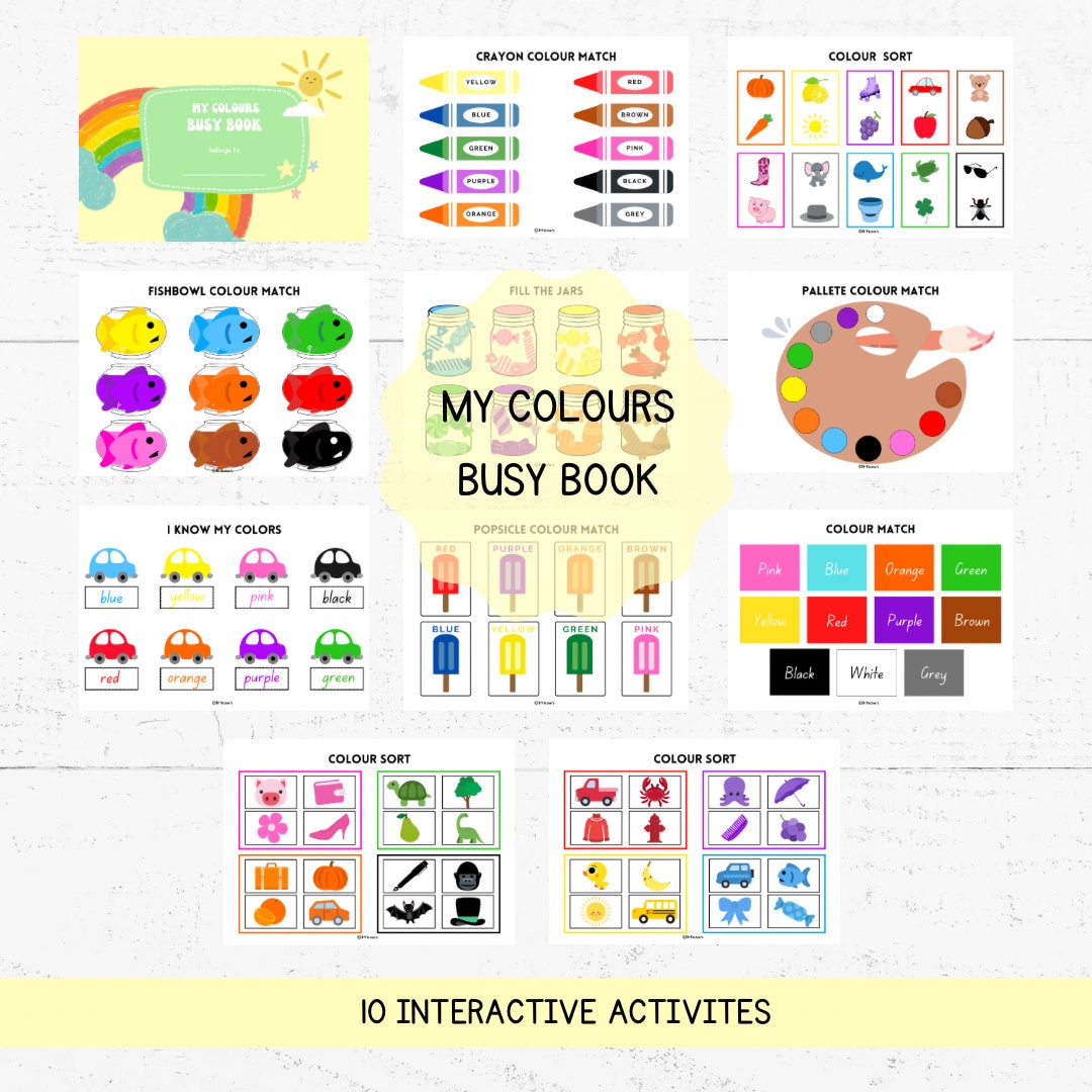 My Colours Busy Book, Toddler Activities, Learning Binder, Educational ...