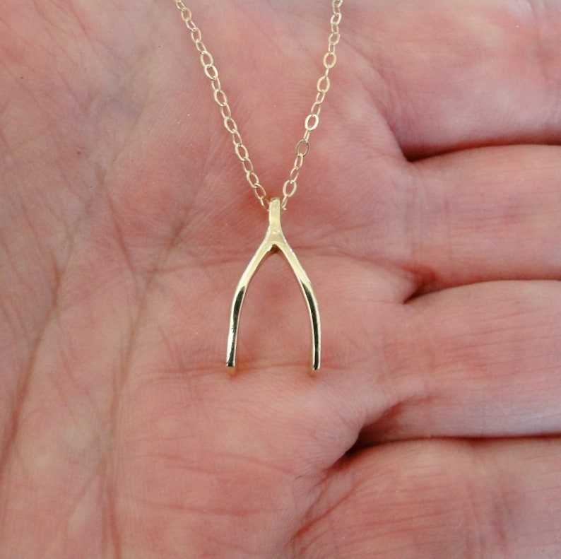 Gold Wishbone Necklace 14K Wishbone Necklacecelebrity Style - Etsy